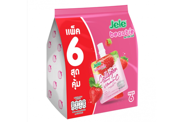 (УПАКОВКА 6 ШТ) Сок желе с коллагеном и витамином С со вкусом клубники ...