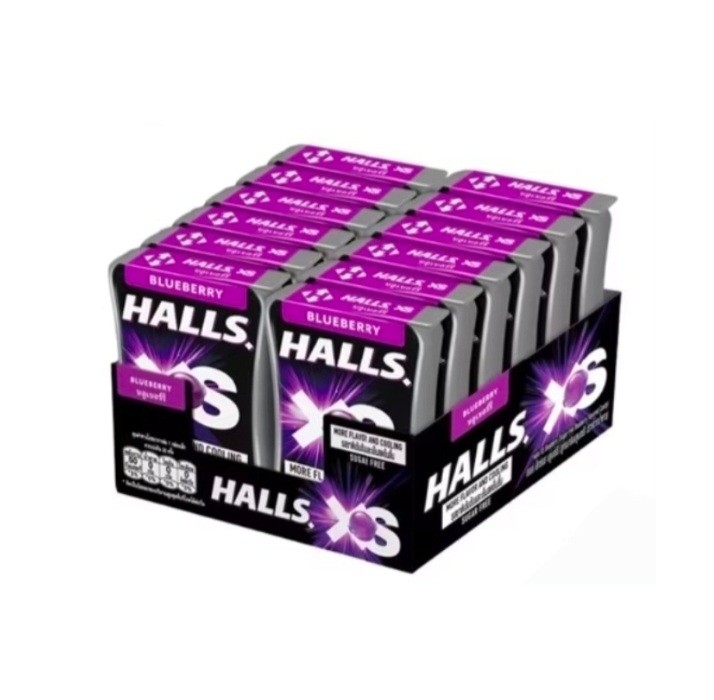 (УПАКОВКА 12 ШТ) Леденцы Halls XS Blueberry без сахара со вкусом ...